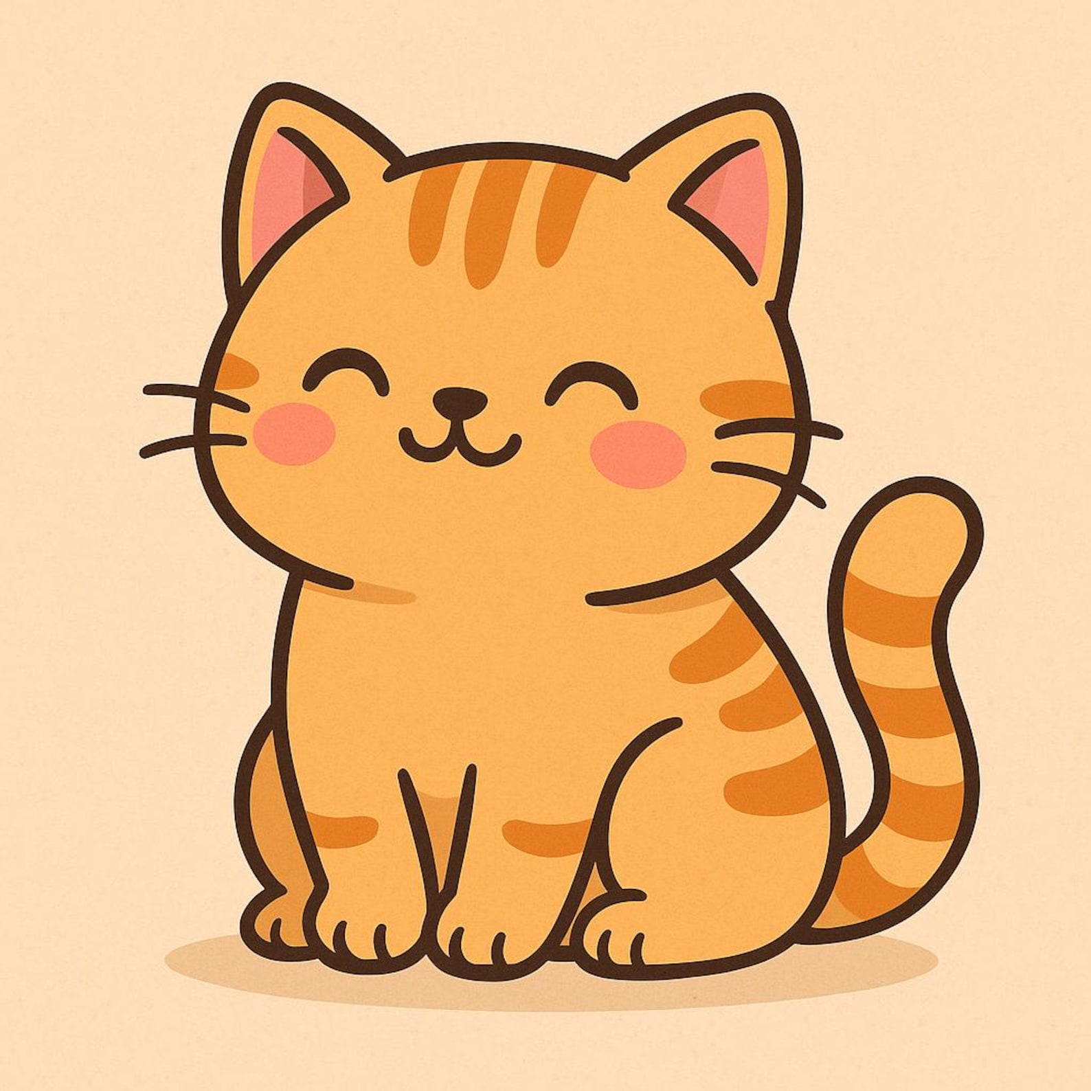 A Cute, Cartoon-style Orange Tabby Cat With Rosy Cheeks - Etsy
