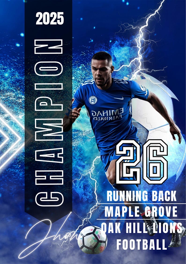 Football Poster Canva Template, Senior Night, Sports Banner (digital ...