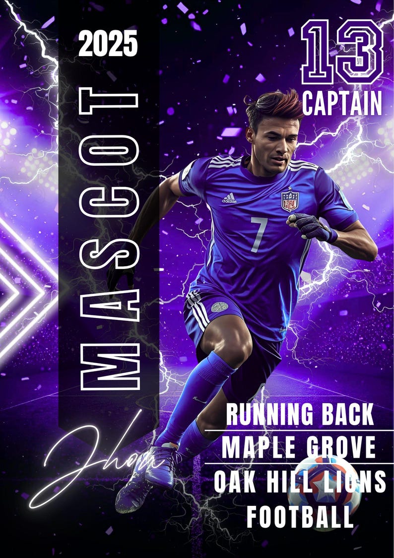 Football Poster Canva Template, Senior Night, Sports Banner (digital ...