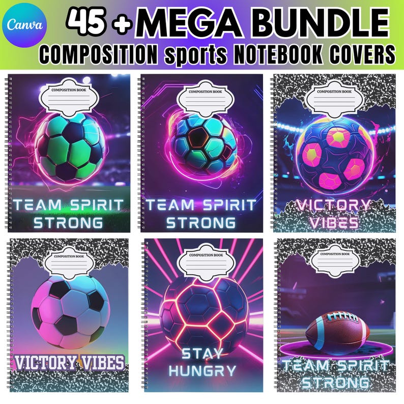 Boys Sports Notebook Cover, Canva Template Bundle (digital Download) - Etsy