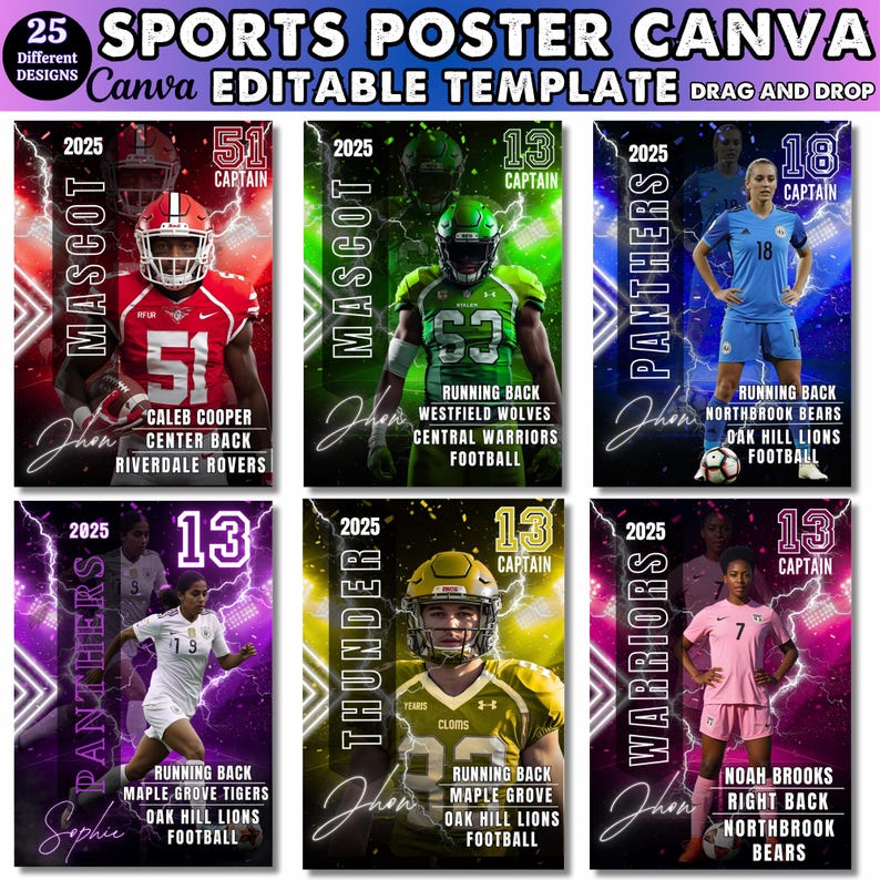 Football Poster Canva Template, Senior Night, Sports Banner (digital ...