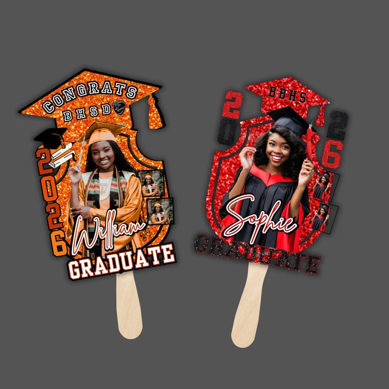 50+ Grad Fan Canva Editable Template, Class of 2026 Graduation Paddle ...
