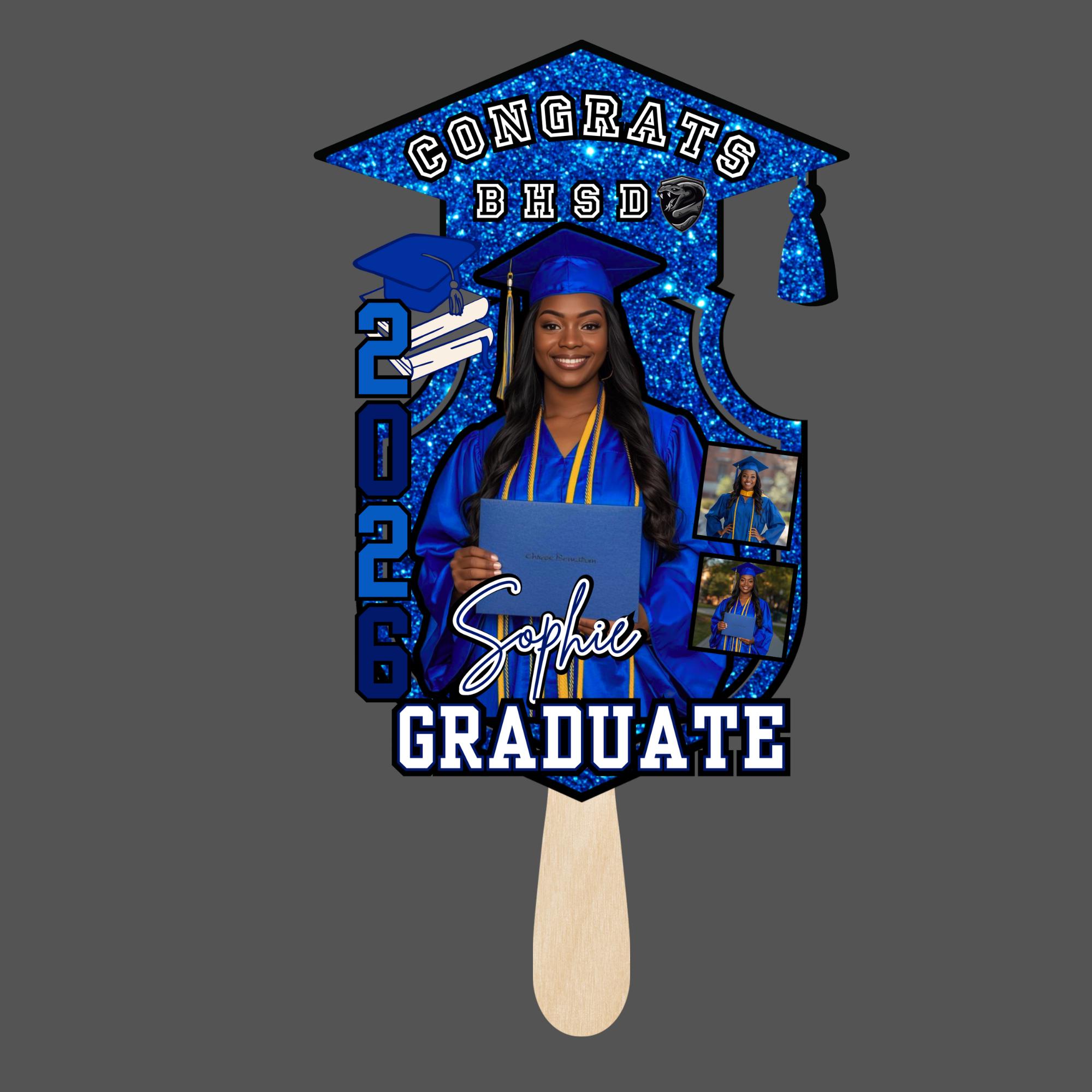 50+ Grad Fan Canva Editable Template, Class of 2026 Graduation Paddle ...