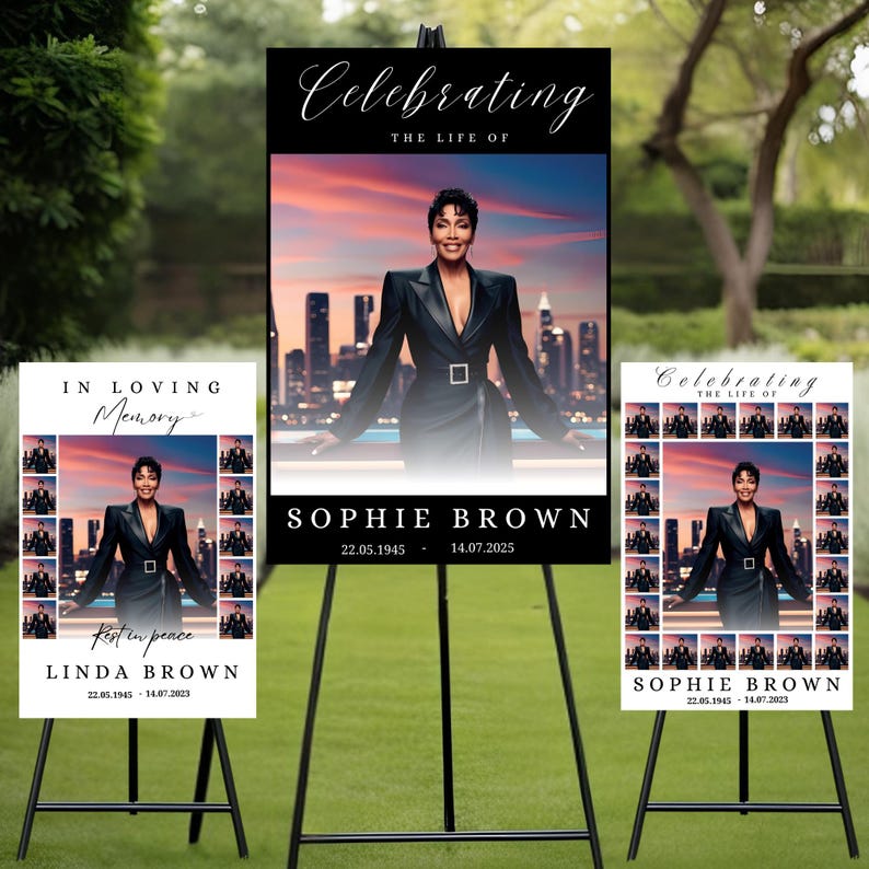 Editable Funeral Photo Collage Template, Memorial Poster Program, 30 ...