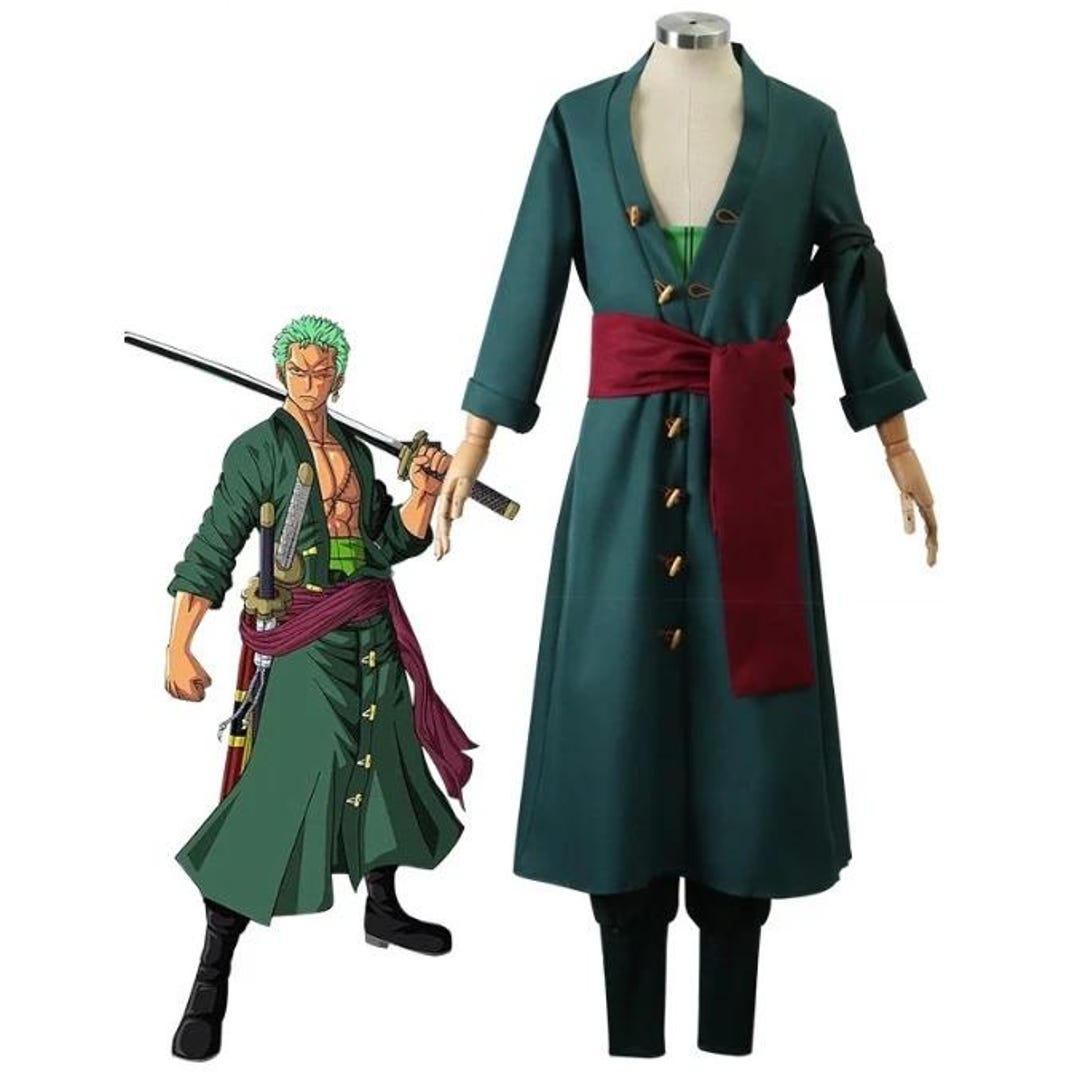 One Piece Anime Costume Roronoa Zoro Zorro Green Kimono Cosplay ...