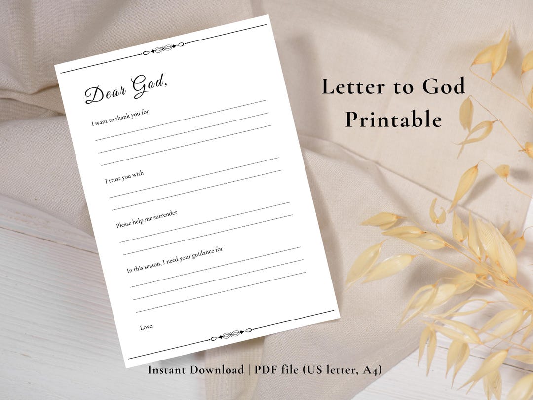 Letter to God Printable, Christian Prayer Journal Page, Faith ...