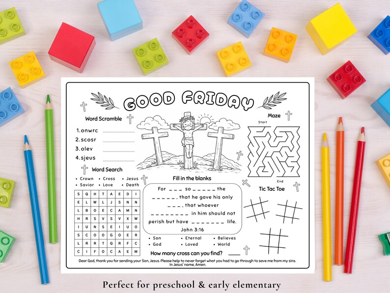 Good Friday Bible Activity Placemat Printable, Christian Easter ...