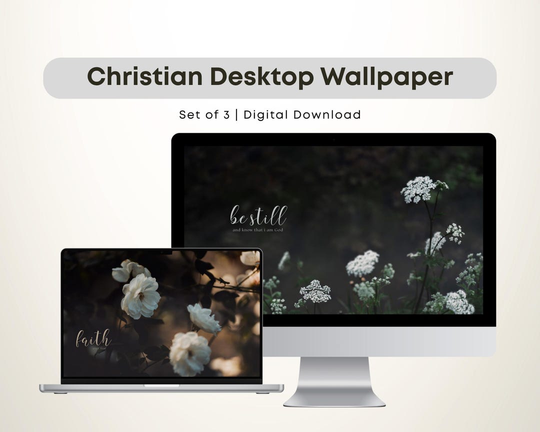 Dark Aesthetic Bible Verse Desktop Wallpaper, Minimalist Floral ...