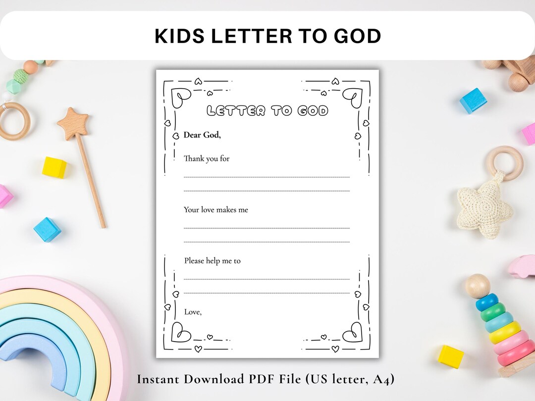 Kids Letter to God Printable, Christian Valentine’s Day Activity, Love ...