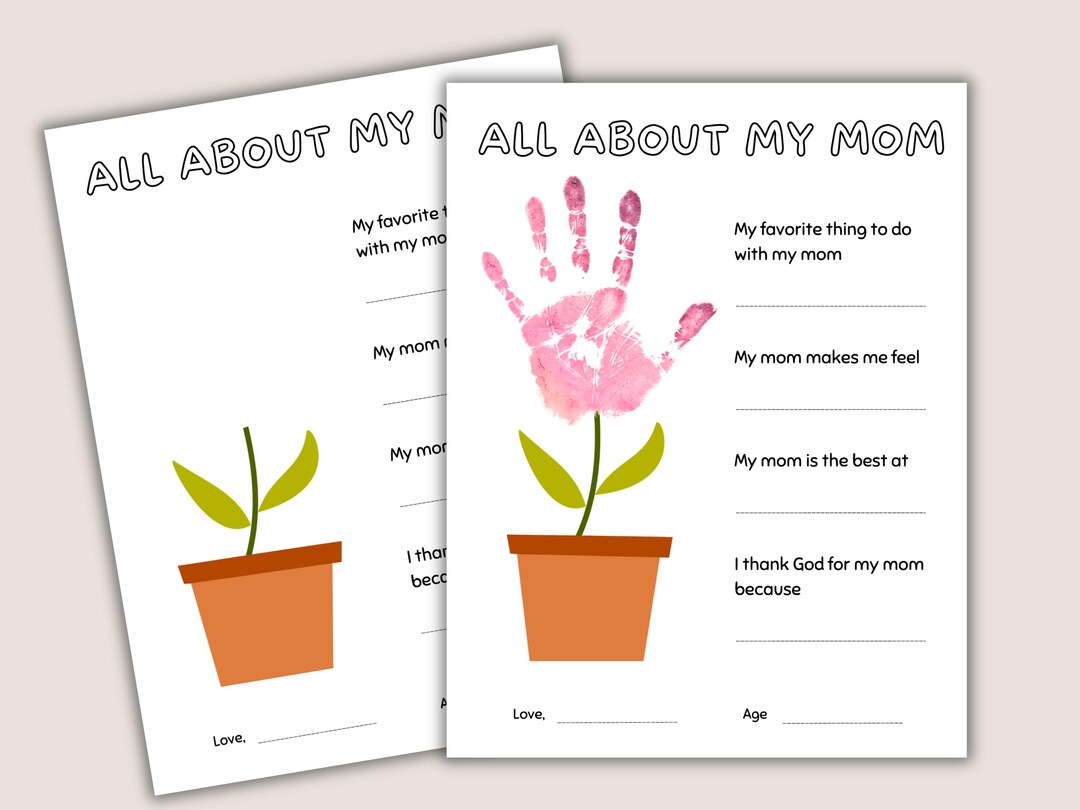 Mother's Day Handprint Craft, All About My Mom Printable, Kids ...