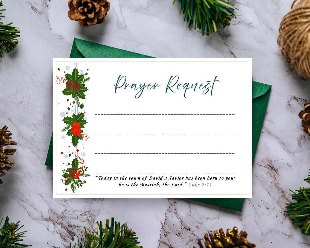 Printable Christmas Prayer Request Card, Christian Prayer Card Template ...