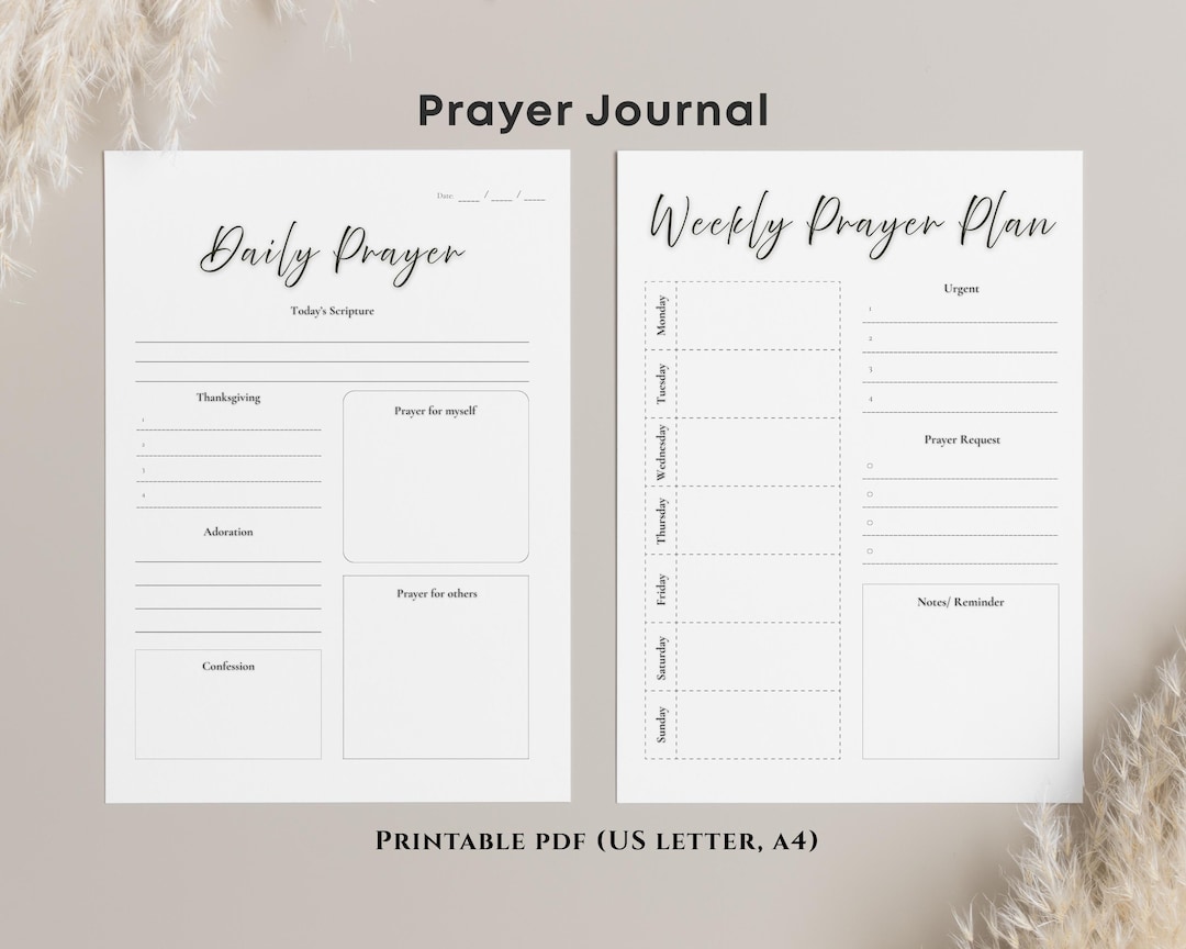 Prayer Journal Printable, Daily Prayer Sheet, Weekly Prayer Planner ...