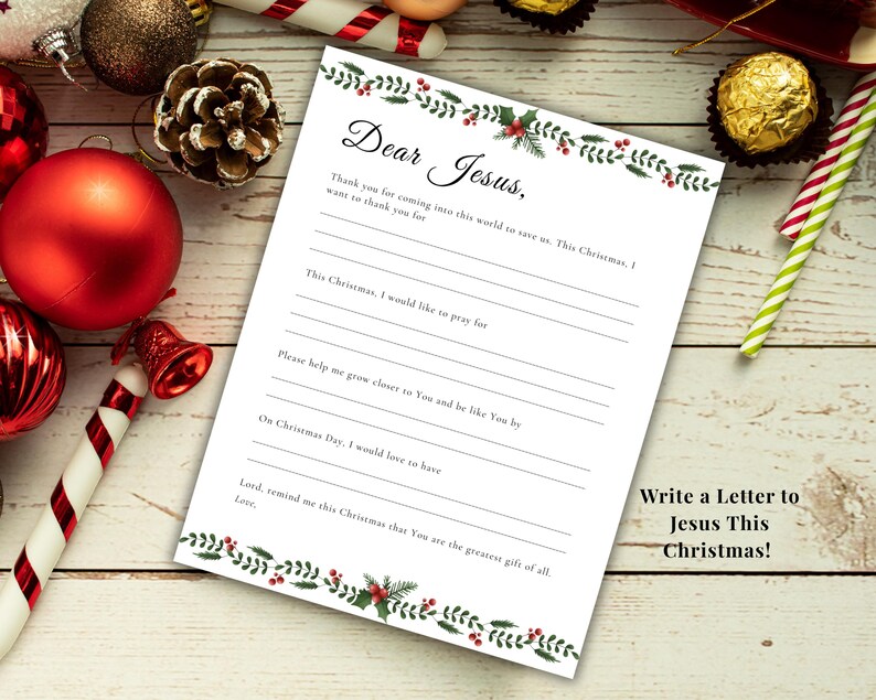 Dear Jesus Christmas Letter Printable, Christian Christmas Prayer Page ...