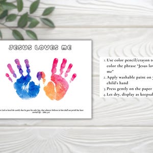 Jesus Loves Me Handprint Craft Printable, Christian Kids Keepsake Art ...
