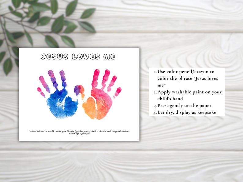 Jesus Loves Me Handprint Craft Printable, Christian Kids Keepsake Art ...