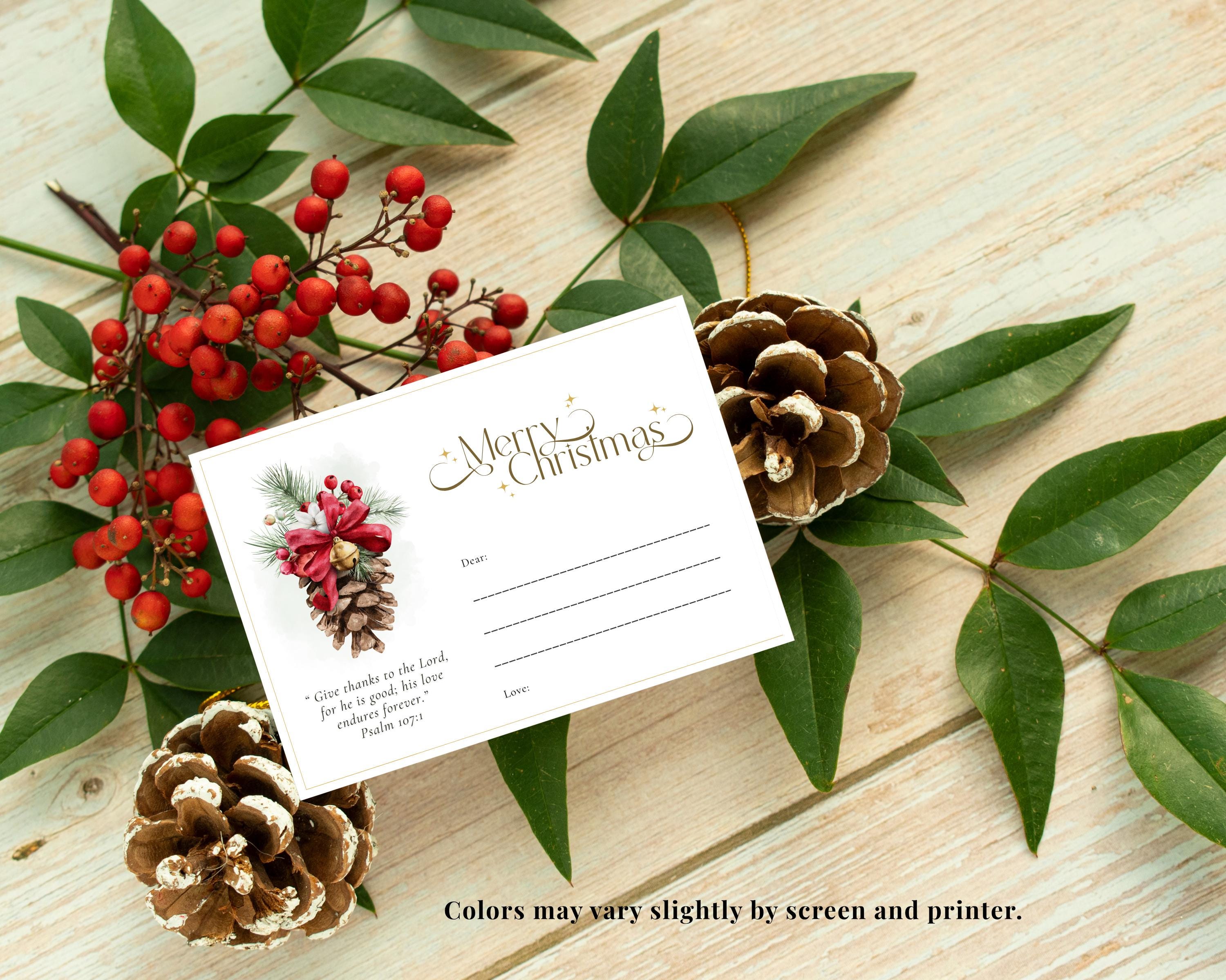 Christian Christmas Cards, Printable Bible Verse Card Template, Holiday ...