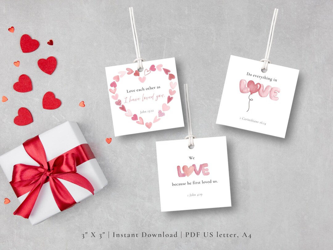 Christian Valentine Day Gift Tags, 12 Printable Bible Verse Tags ...