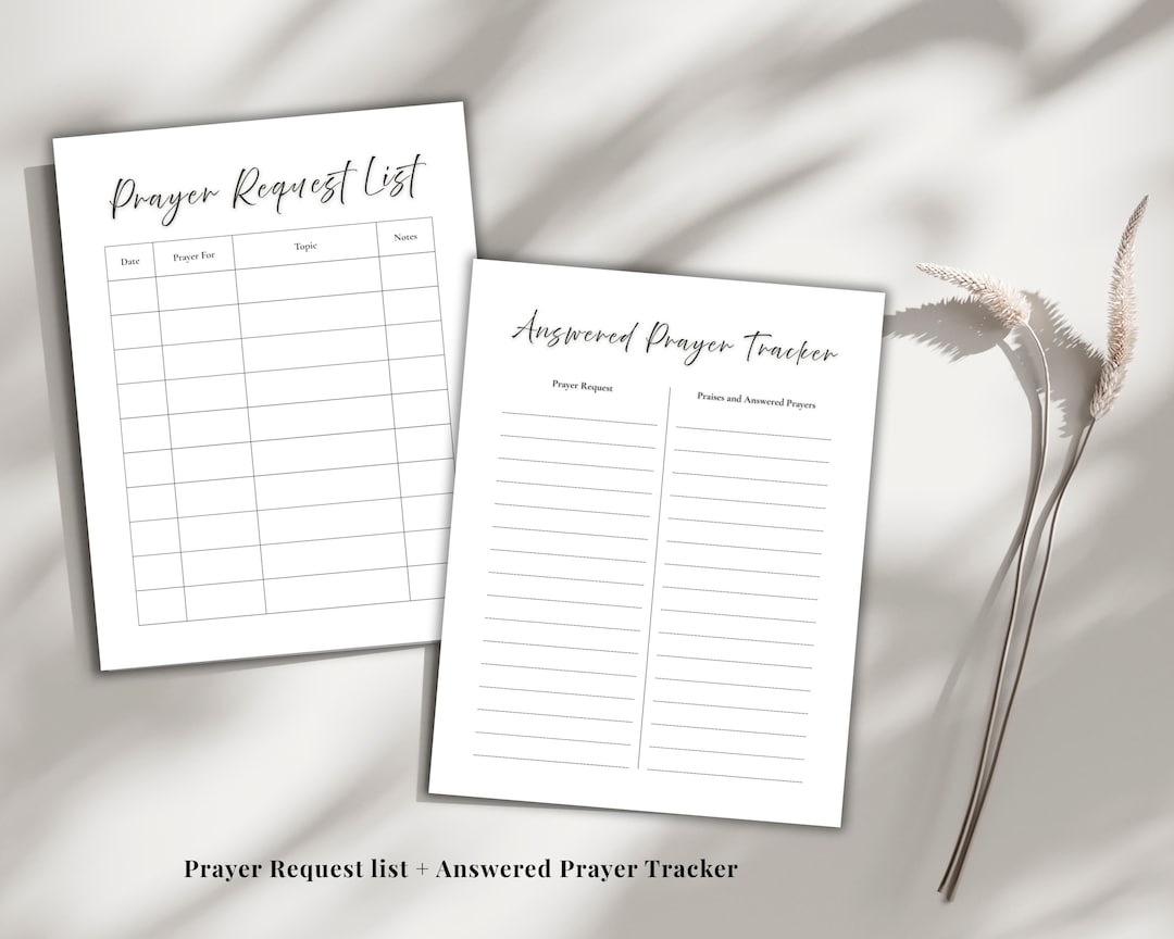 Printable Prayer Request, Answered Prayers Tracker, Journal Pages ...