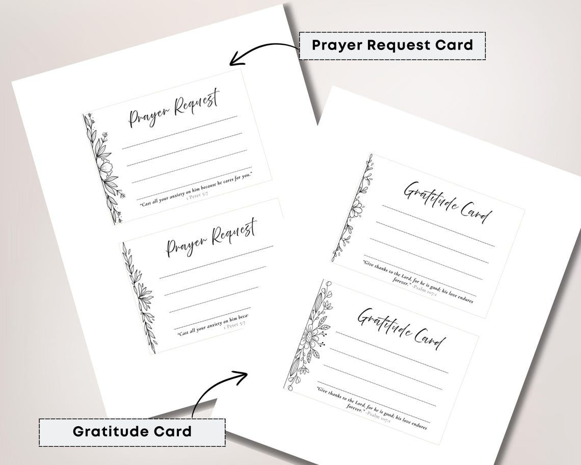Prayer Request Card, Printable Black and White Prayer Card Template ...