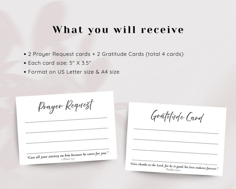 Printable Prayer Request Card, Gratitude Cards With Bible Verses ...