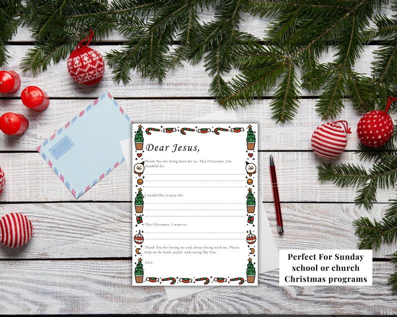 Kids Christmas Letter to Jesus Printable, Christian Kids Christmas ...