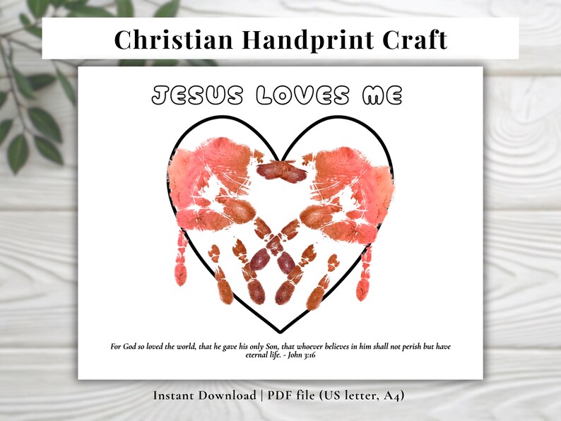 Jesus Loves Me Handprint Craft Printable, Christian Kids Keepsake Art ...