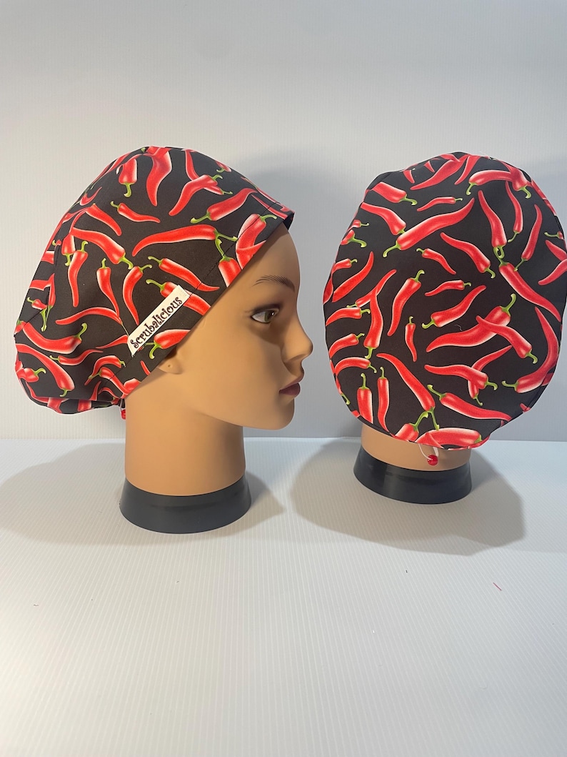 Handmade Spicy Chillies Print Scrub Hat: Adjustable Comfort Fit, Womens ...