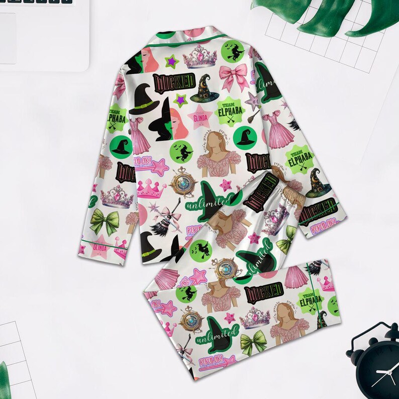 Wicked Defying Gravity Pajamas Set, Halloween Witch Fairytale Pink ...