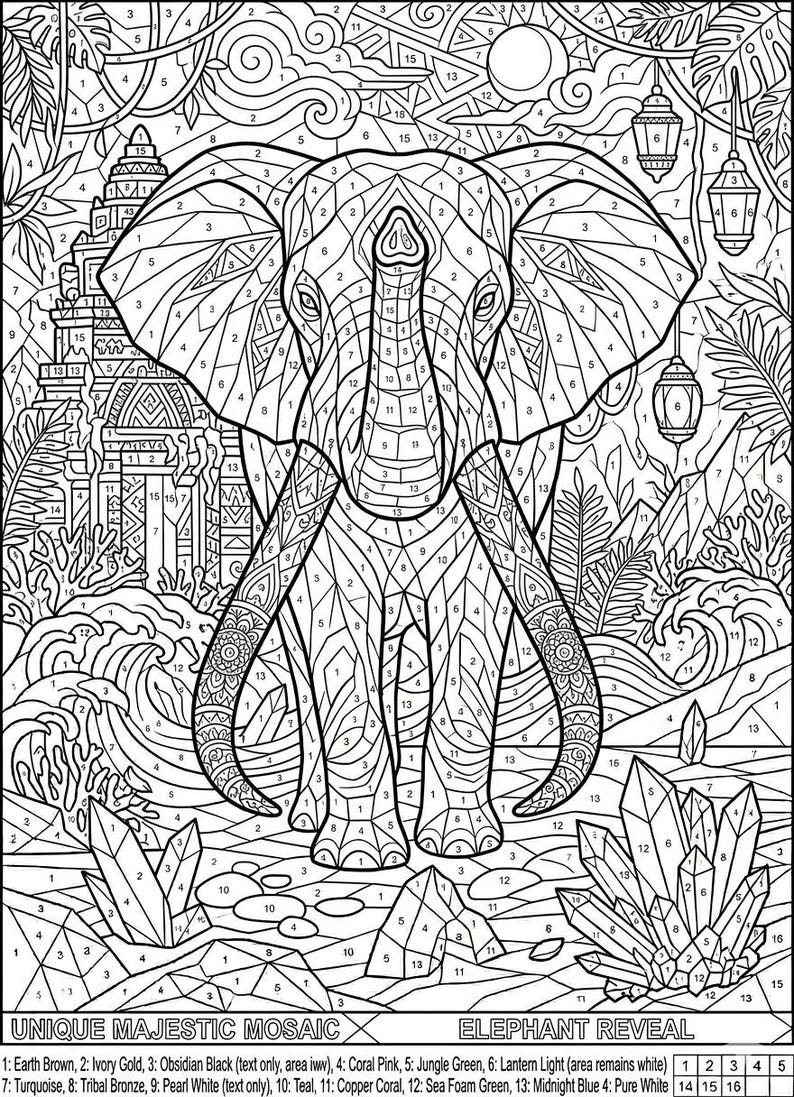 Mystery Mosaic Coloring Book | Hidden Animals, Geometric Patterns ...