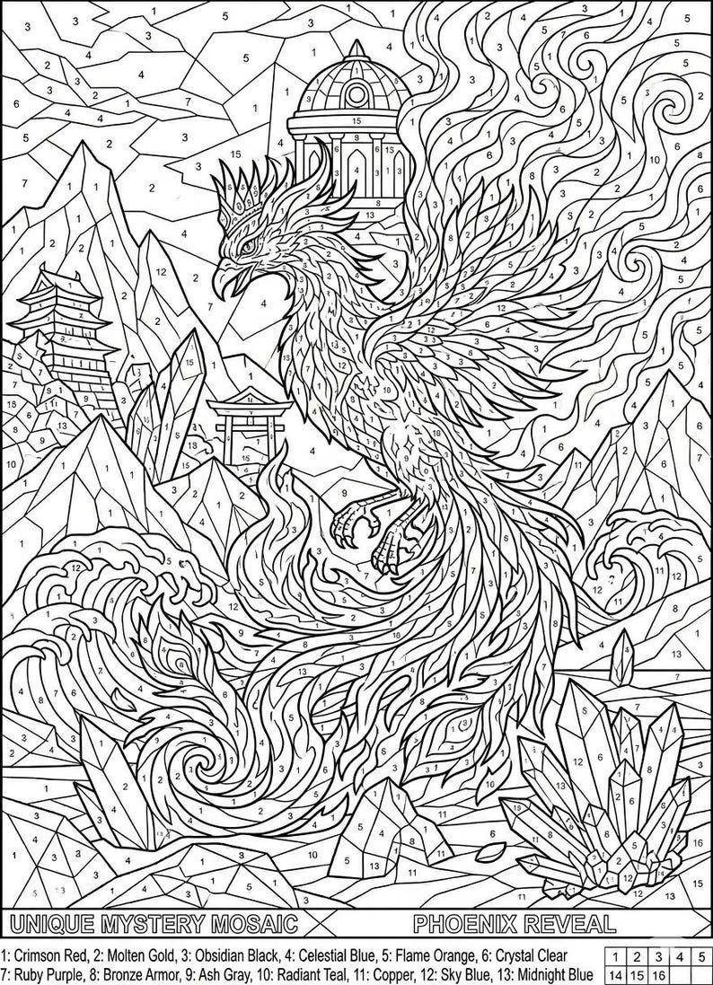 Mystery Mosaic Coloring Book | Hidden Animals, Geometric Patterns ...