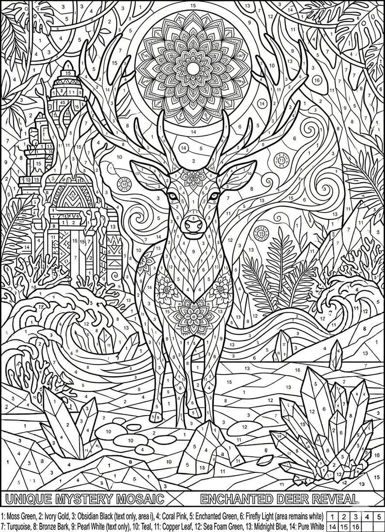 Mystery Mosaic Coloring Book | Hidden Animals, Geometric Patterns ...