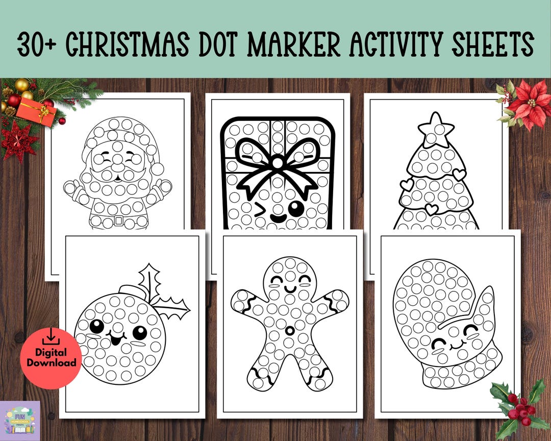 Christmas Dot Marker Activity: 30+ Printable Holiday Sticker Sheets ...