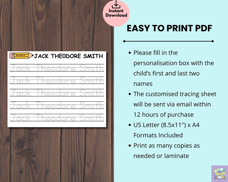 Custom Name Tracing Worksheet: Preschool Handwriting Practice (PDF ...
