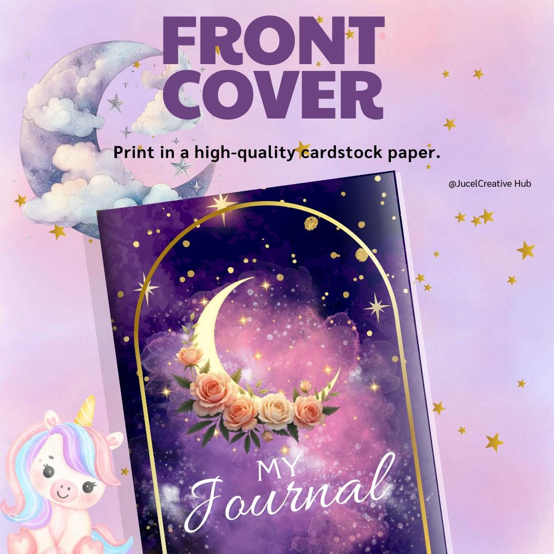 Printable Dream Purple Journal Front and Back Cover Page - Etsy