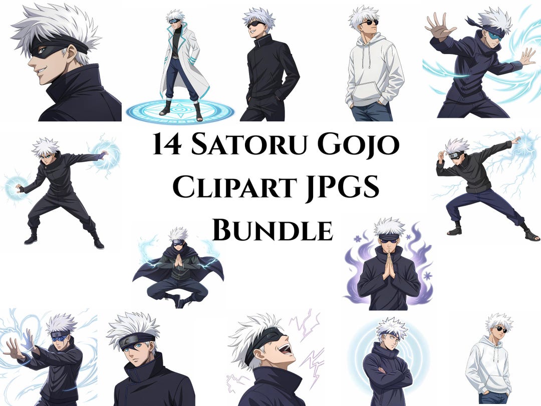 Jujutsu Kaisen Gojo Clipart Bundle, Printable Satoru Gojo Stickers Jpgs ...