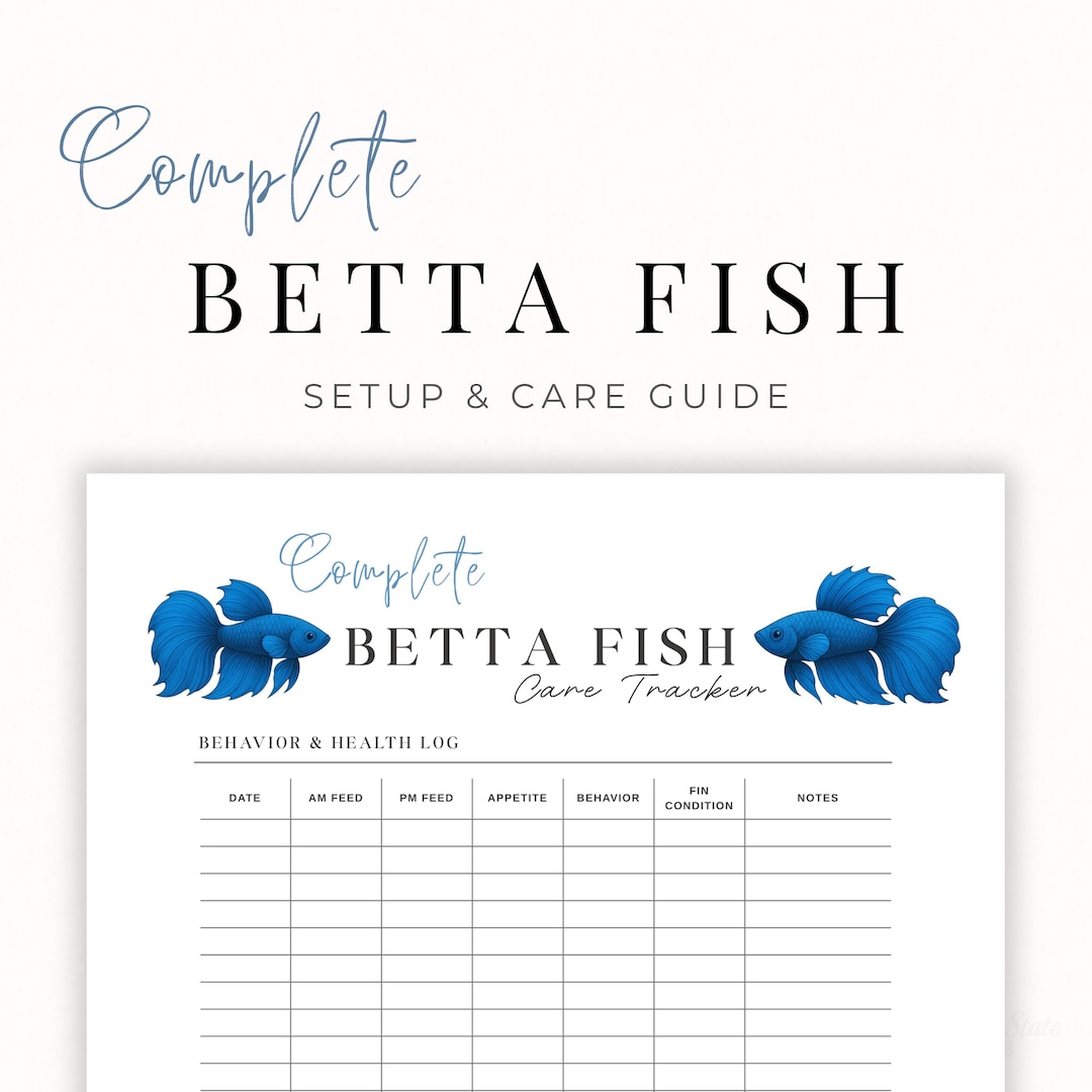 Blue Betta Fish Tracker – Digital Aquarium Care Log, Feeding Chart ...