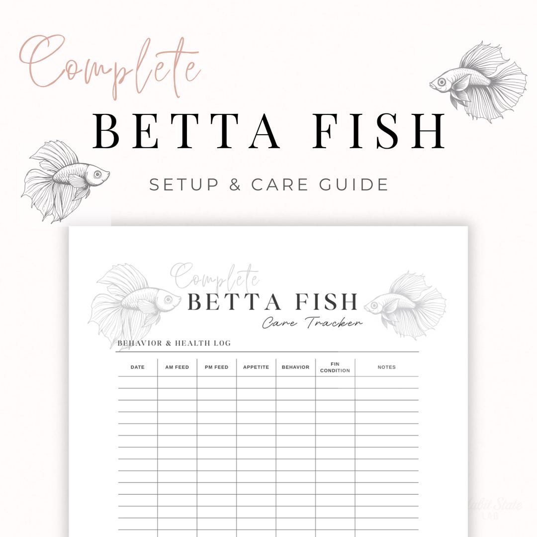 Minimalist Grey Betta Fish Tracker – Digital Pet Care Sheet, Feeding Log & Water Change Journal ...