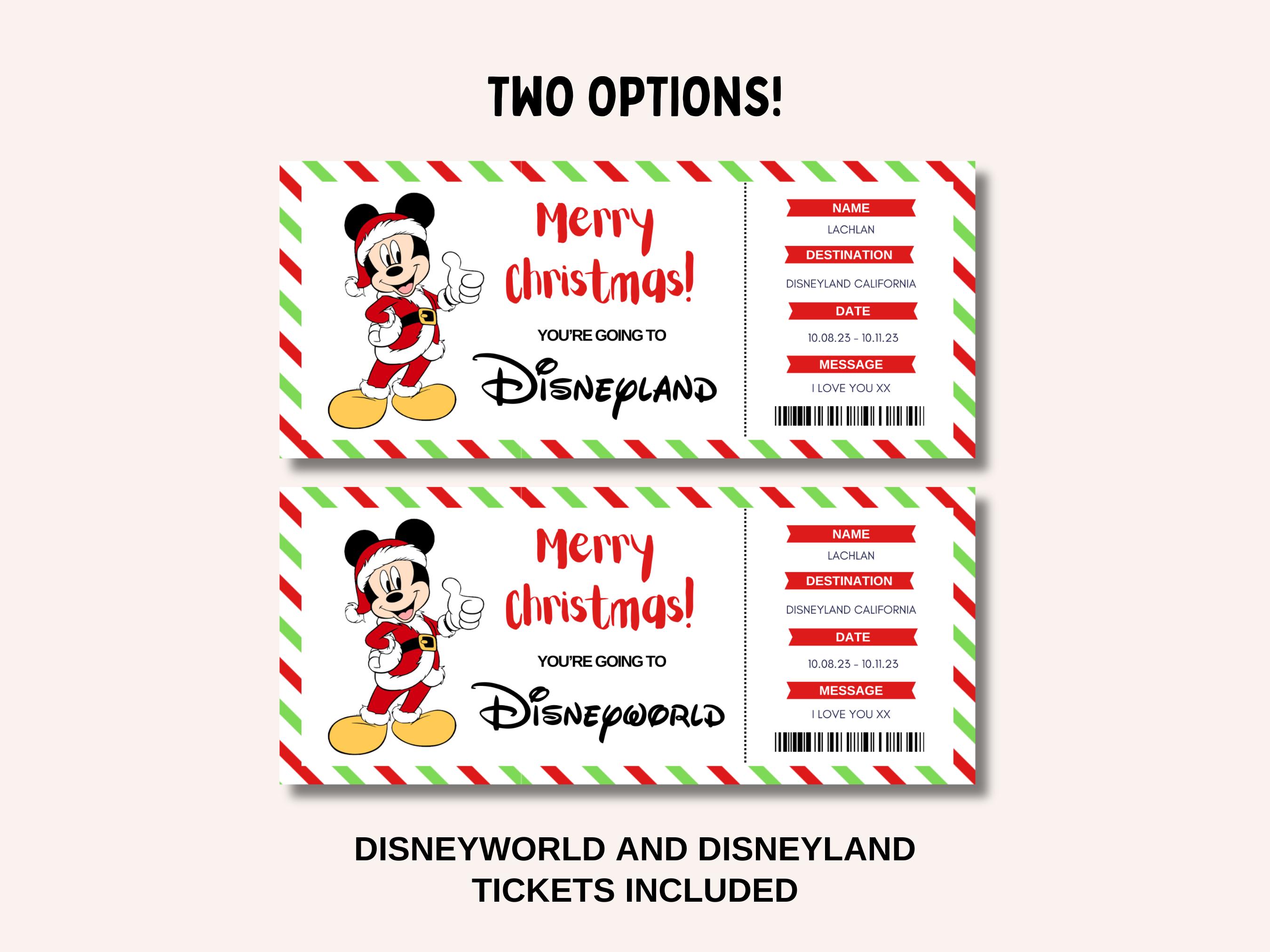 Christmas Surprise Disneyland Ticket | Disneyworld Ticket | Editable ...