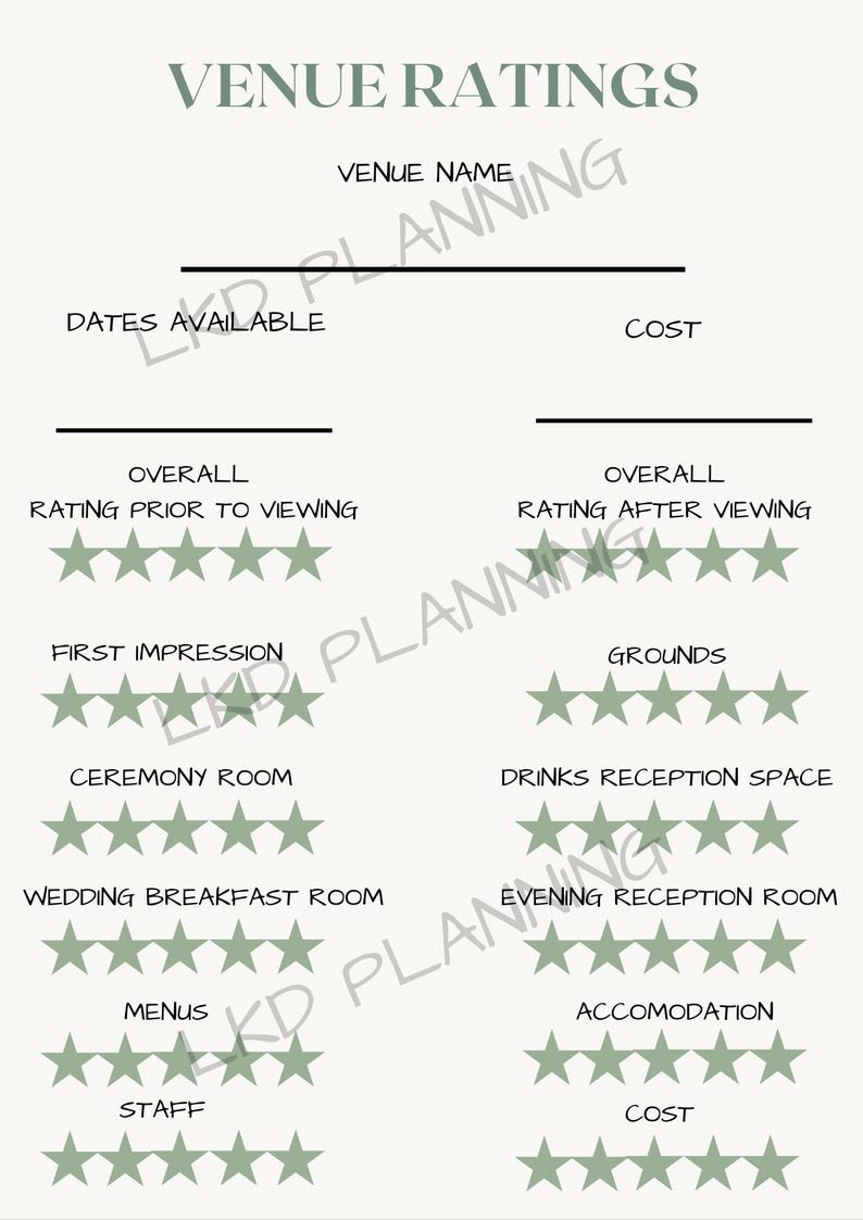 Wedding Venue Checklist – Printable Planning Guide (16 Pages) - Etsy