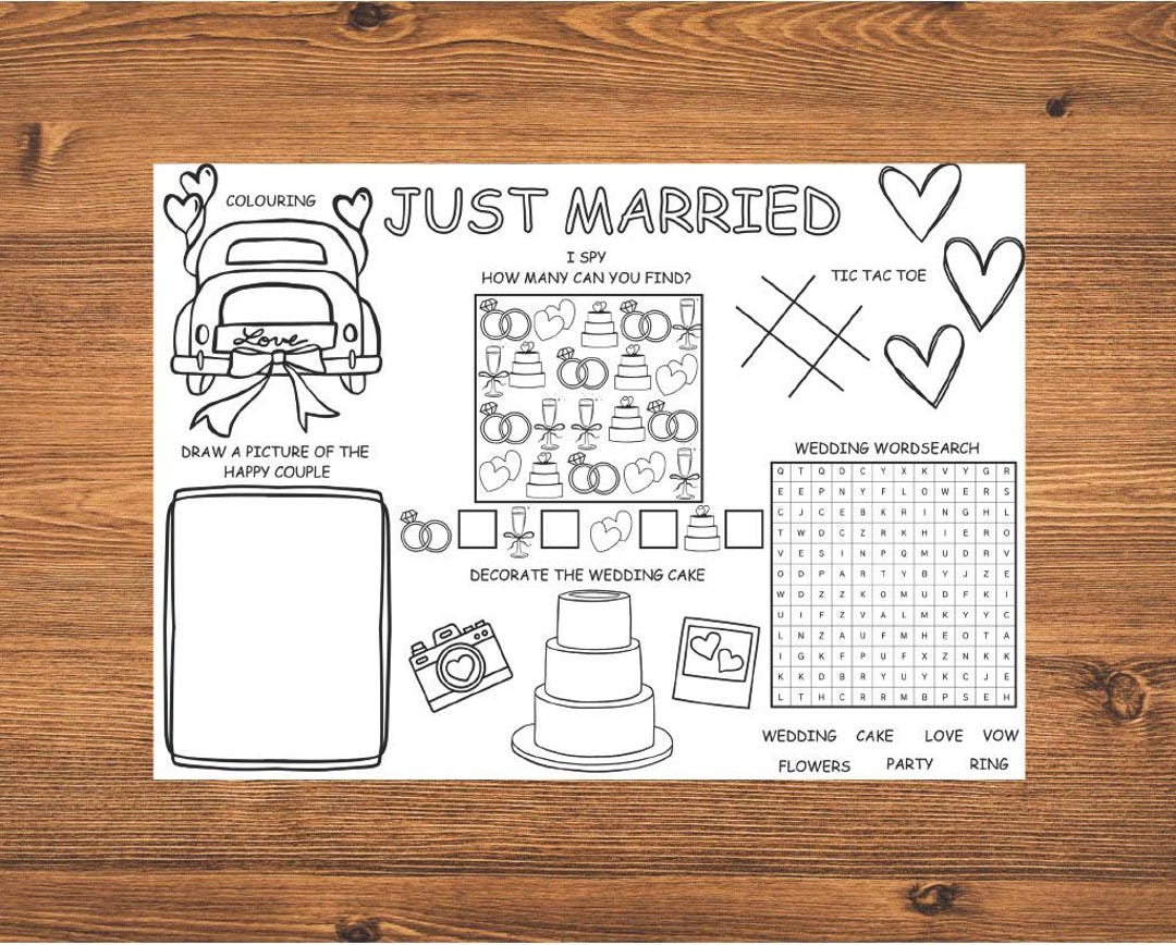 Wedding Activity Sheet - A3 Printable - Etsy