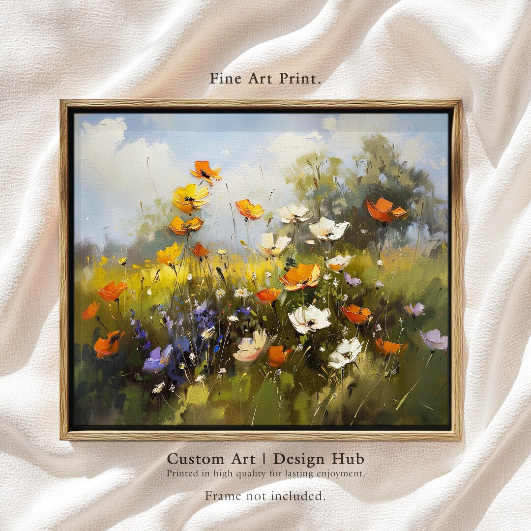 Wildflower Meadow Print: Rustic Cottagecore Botanical Art - Etsy