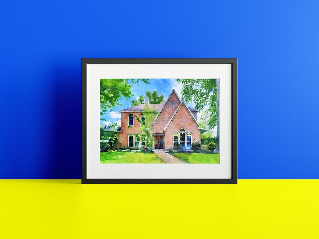 Custom Home Portrait Watercolor Drawing | Water Color House Painting ...