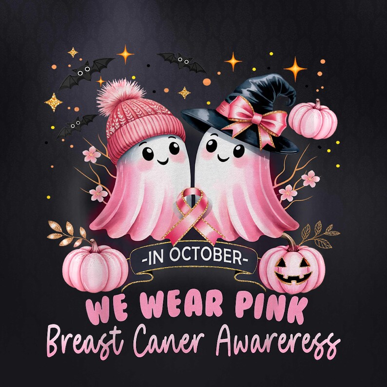 Breast Cancer Awareness Ghost PNG: October We Wear Pink (digital ...
