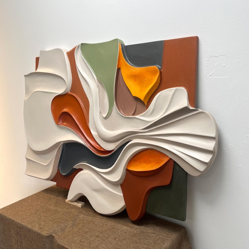 Handcrafted 3D Layered Wall Art, Unique Abstract Living Room Sculpture ...
