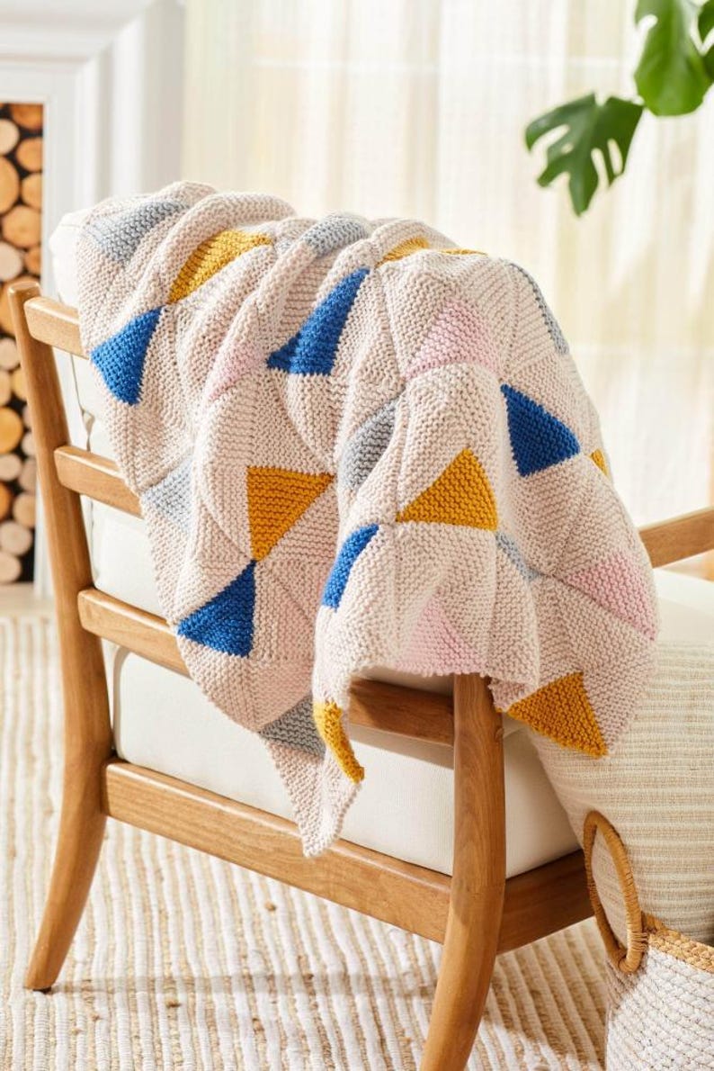 Mod Triangles Blanket Crochet Pattern PDF, Geometric Graphic Afghan ...