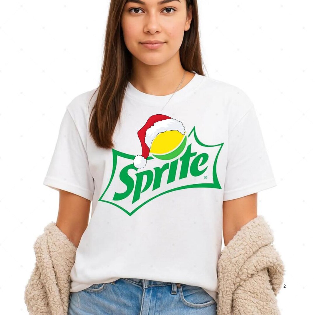 Santa Hat Sprite Logo T Shirt, Christmas Graphic Tee, Vintage Soda ...