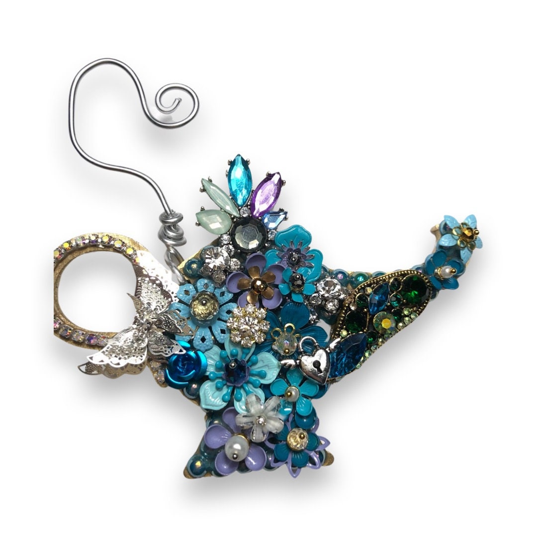 Genie Lamp, JEWELED Genie LAMP, EMBELLISHED Aladdin Lamp Ornament ...