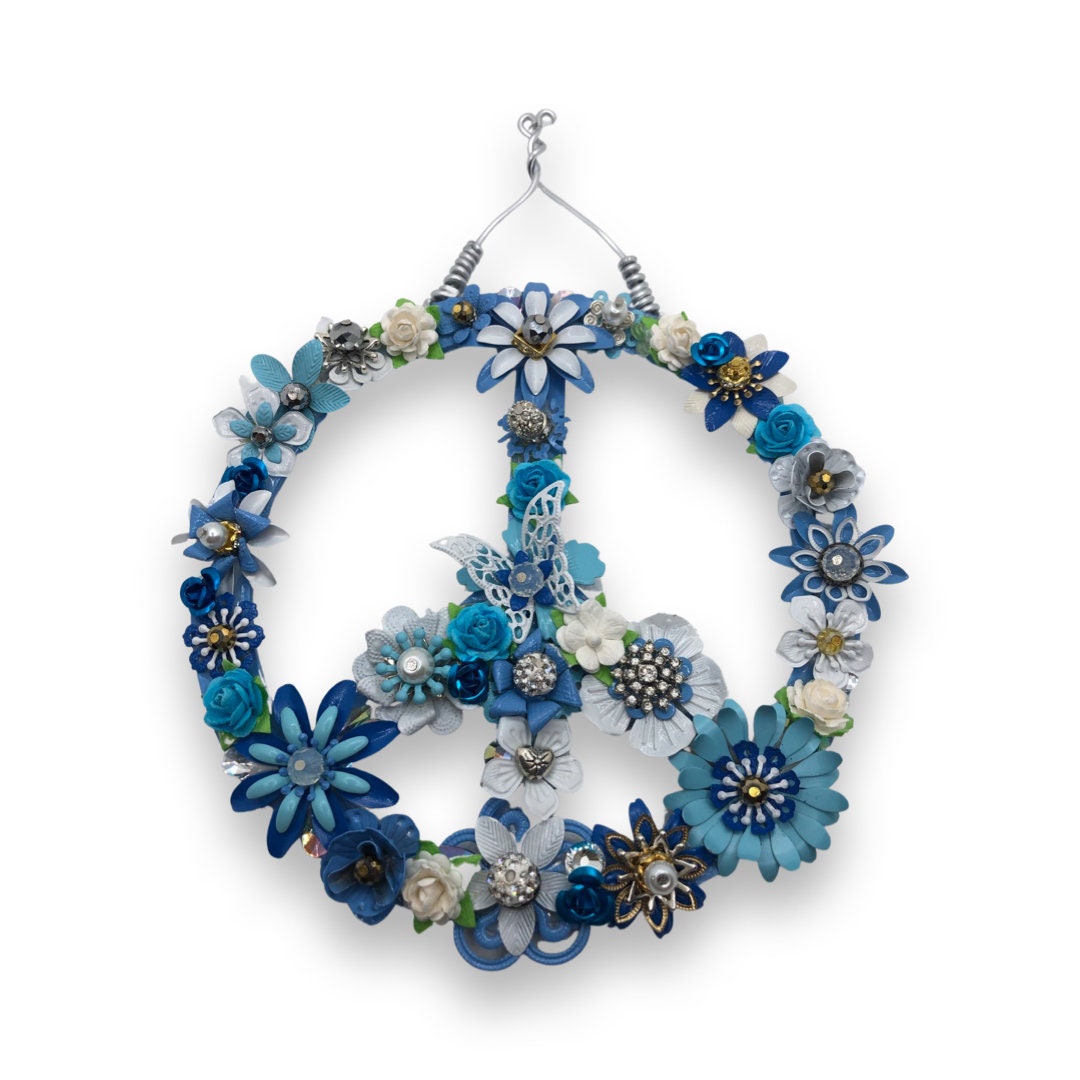 Peace Sign, Jeweled Peace Sign, Lisa Maureen Art, Handmade Metal ...