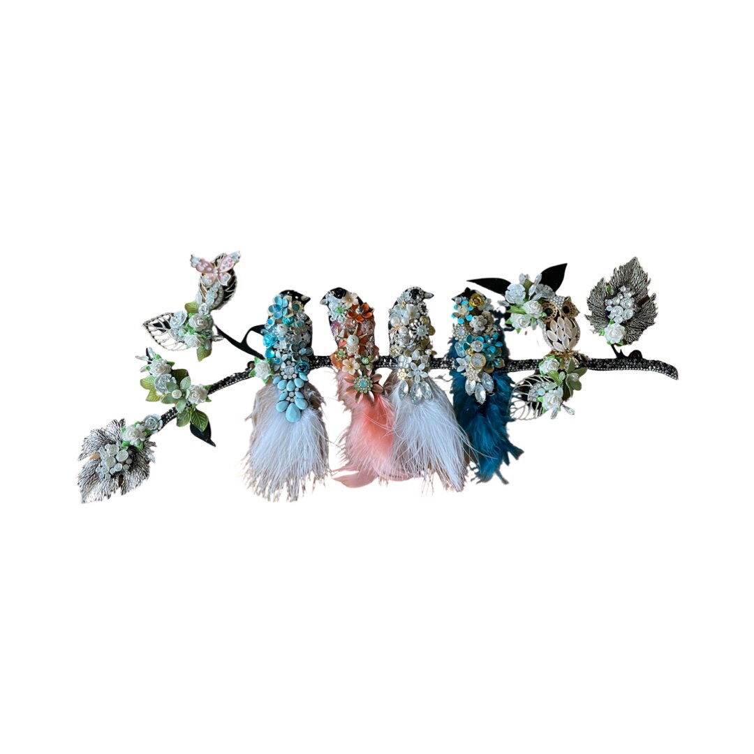 Balance on JEWELED BIRDS, Custom Order for Sherry, Mixed Media Art ...