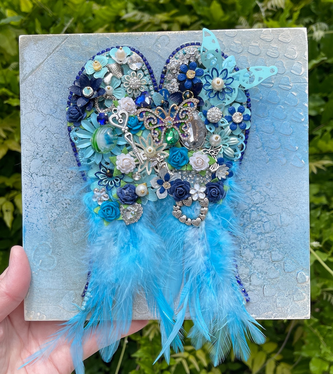 Angel Wings, JEWELED ANGEL WINGS, Mixed Media Art, Jewelry Art ...